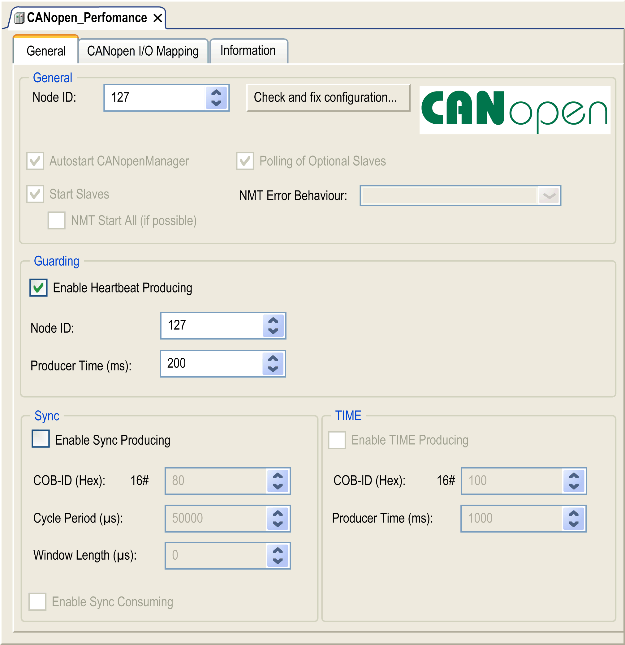 CANopen Interface Configuration